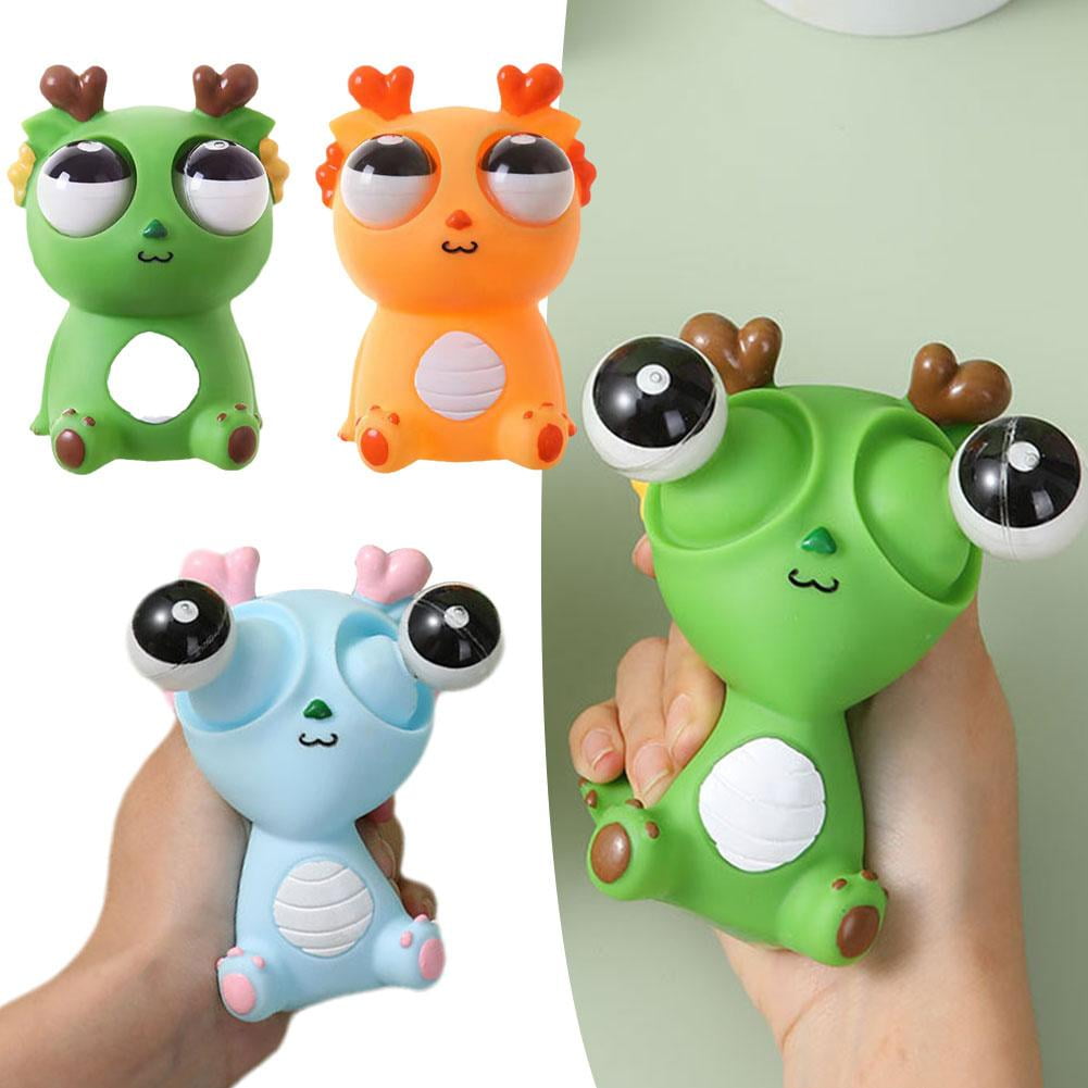 Wartleves 3 Pack 2024 Cartoon Dragon Squeeze Toy Eye Popping Dragon Toy Funny Eyeball Burst