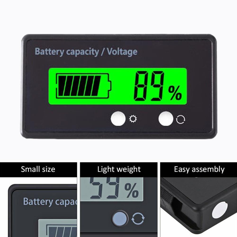 Wartleves LCD Battery Capacity Monitor Gauge Meter,Waterproof 6-70V Lead Acid Battery Status ...