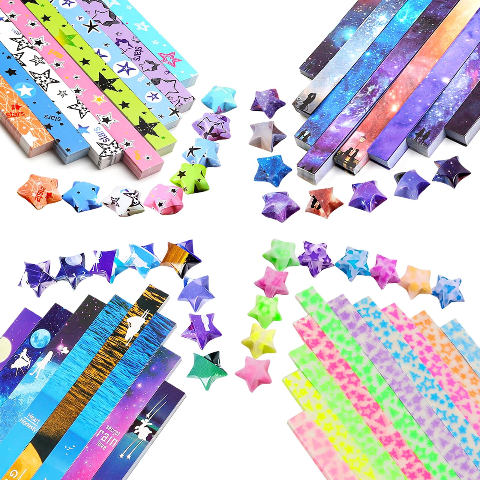 Wartoon Moon Starry Sky MMF7 Pentagram Origami Stars Paper and Luminous ...