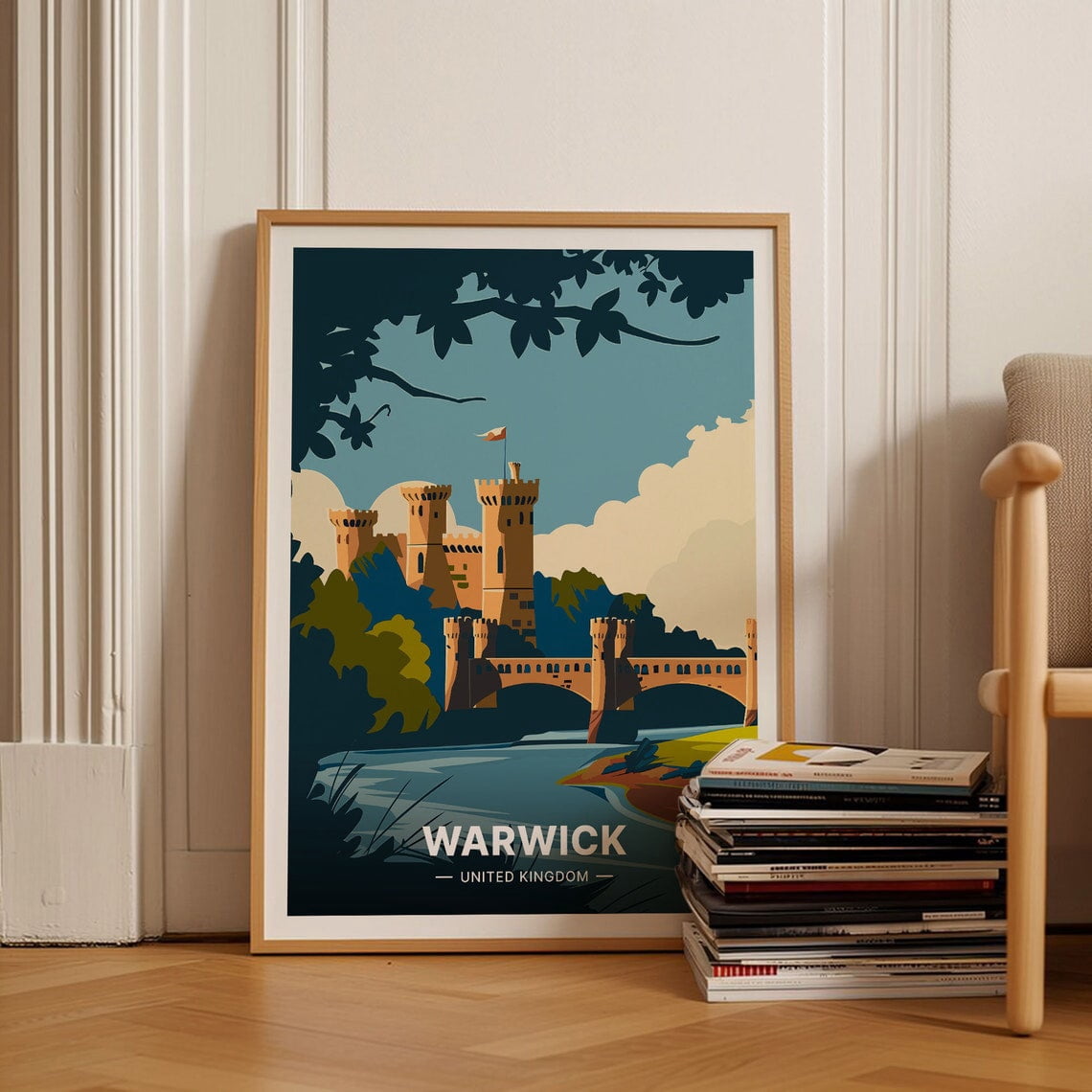Warwick Castle Travel Poster, United Kingdom Wall Art, Unique Wedding ...