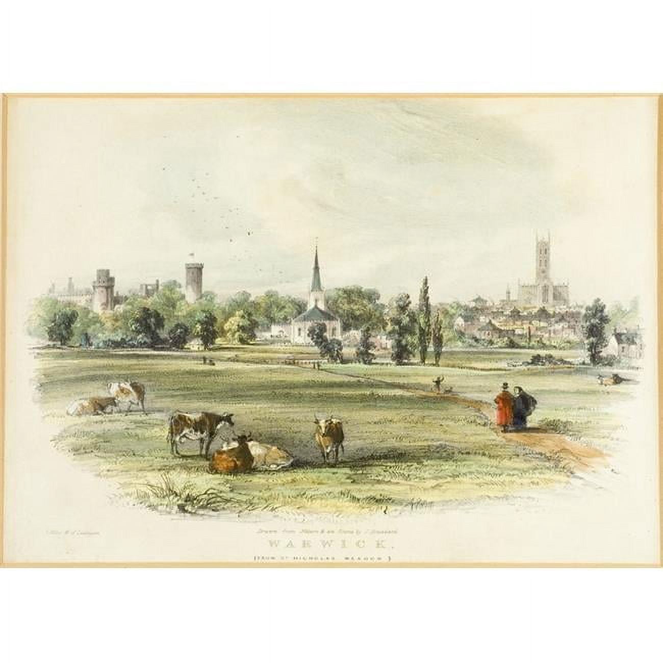 Warwick From St. Nicholas Meadow 2 Miles West of Leamington England ...