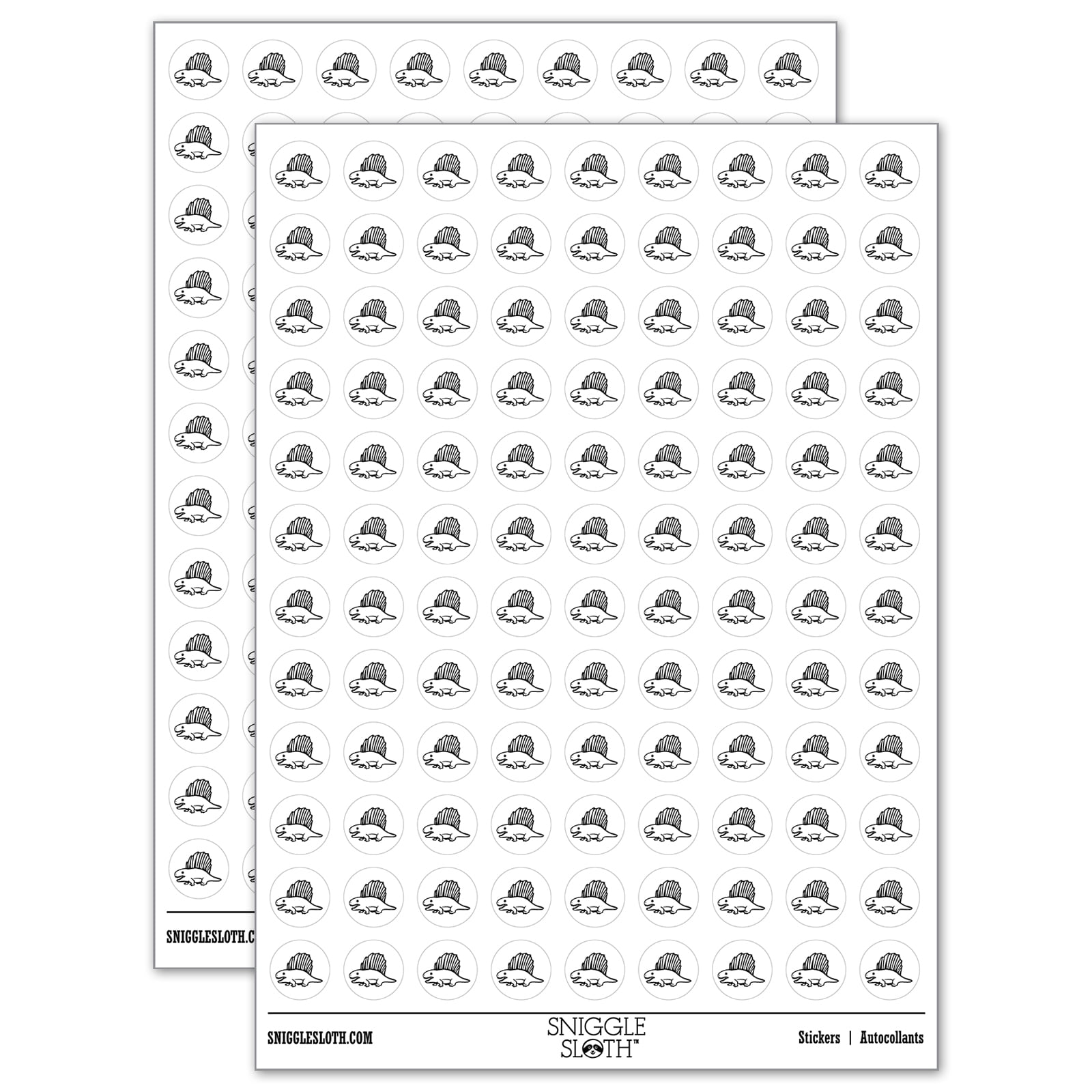 Wary Dimetrodon Dinosaur with Dorsal Sail Fin Round Sticker Set - White ...
