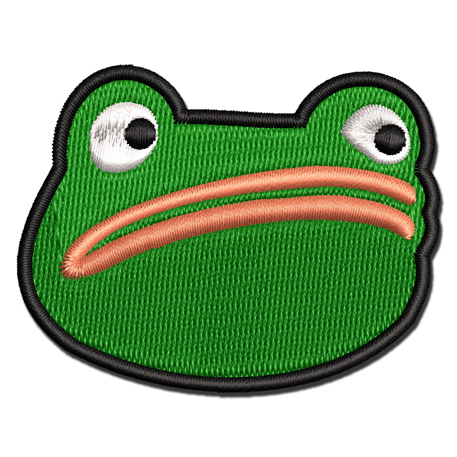 Wary and Suspicious Frog Toad Head Applique Multi-Color Embroidered ...