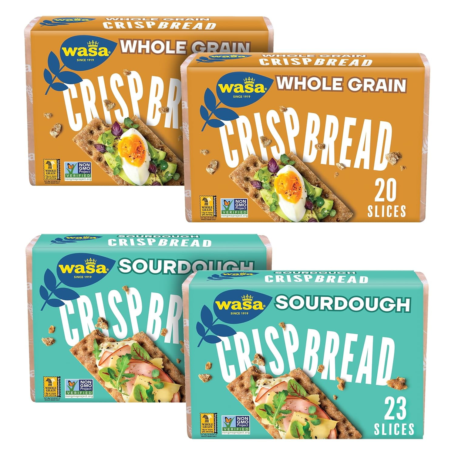 Wasa Crispbread Variety Pack (Pack of 4), Sourdough and Whole Grain ...