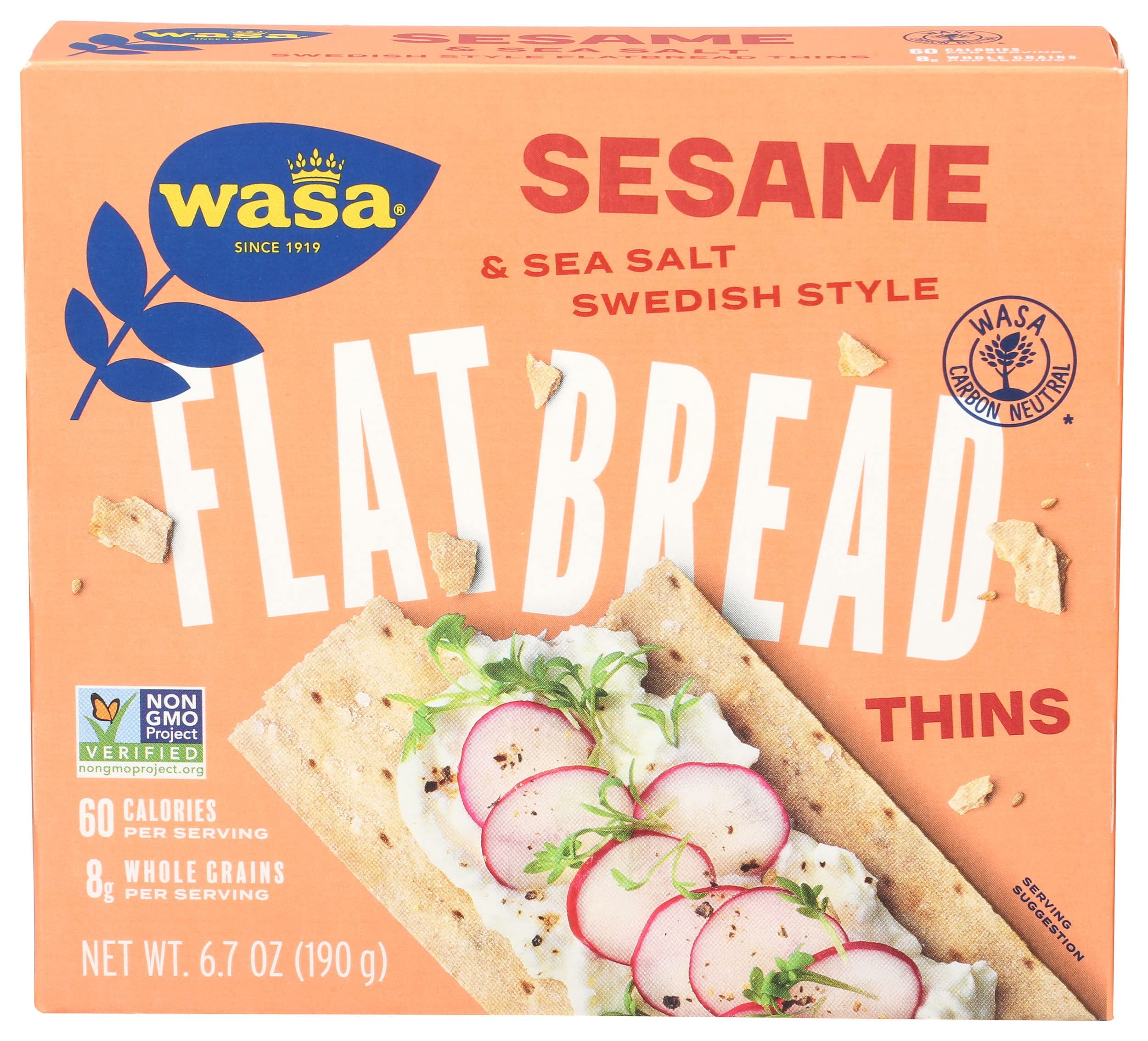 Wasa Flatbread Thins Crackers, AKF18 Sesame and Sea Salt, 6.7 Ounce ...