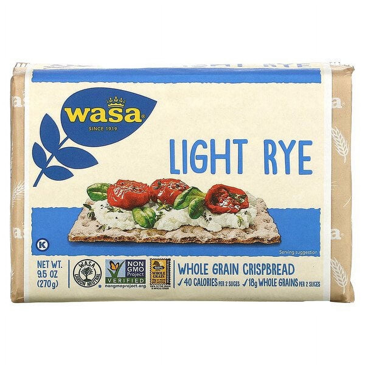 Wasa Flatbread, Whole Grain Crispbread, Light Rye, 9.5 oz Pack of 2 ...