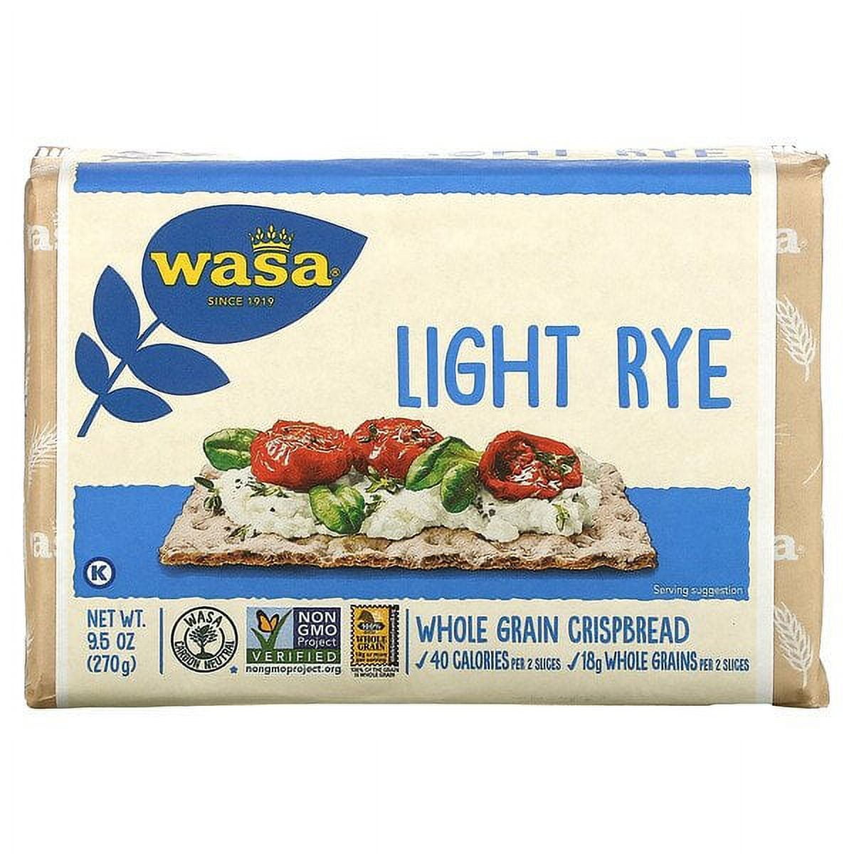 Wasa Flatbread, Whole Grain Crispbread, Light Rye, 9.5 oz Pack of 2 ...