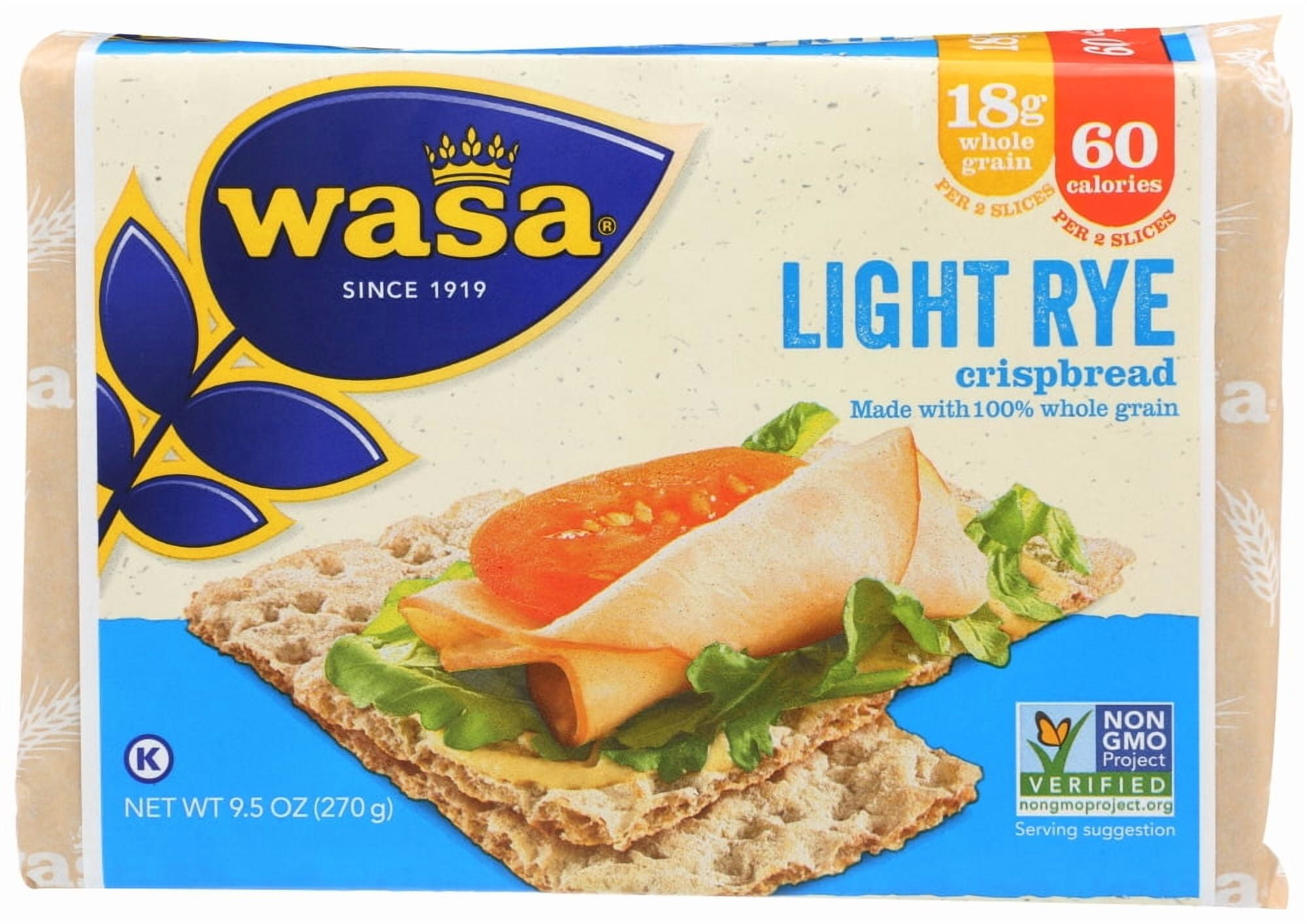 Wasa, Light Rye Crispbread, 9.5 oz, Whole Grain, Made with 100% Whole ...