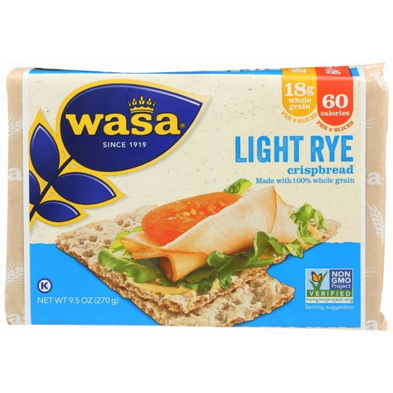 Wasa, Light Rye Crispbread, 9.5 oz, Whole Grain, Made with 100% Whole ...