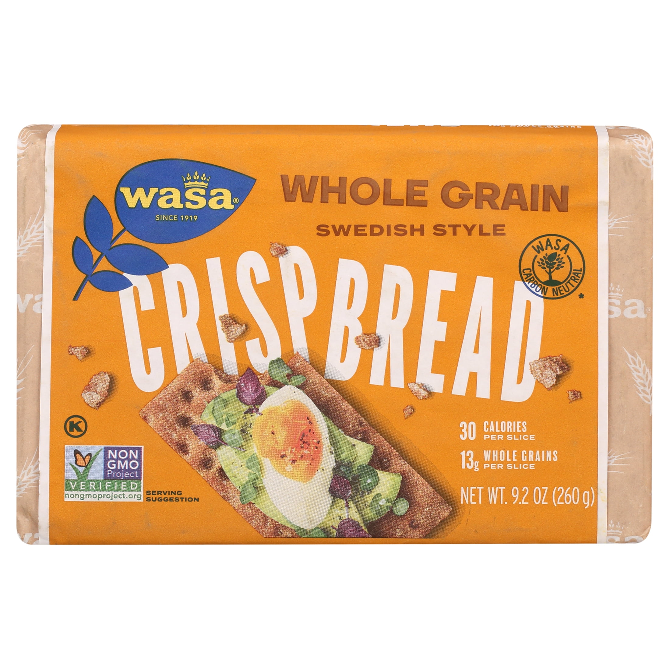 Wasa Whole Grain Crispbread, Non-GMO, Low-Calorie, Low-Sodium, 9.2 Oz ...