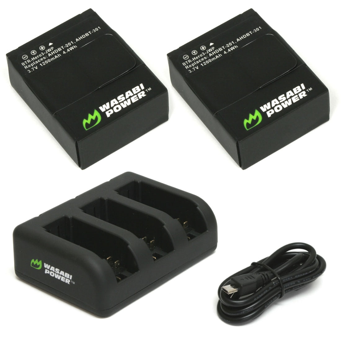Wasabi Power Battery (2-Pack, 1200mAh) and Triple Charger for GoPro ...