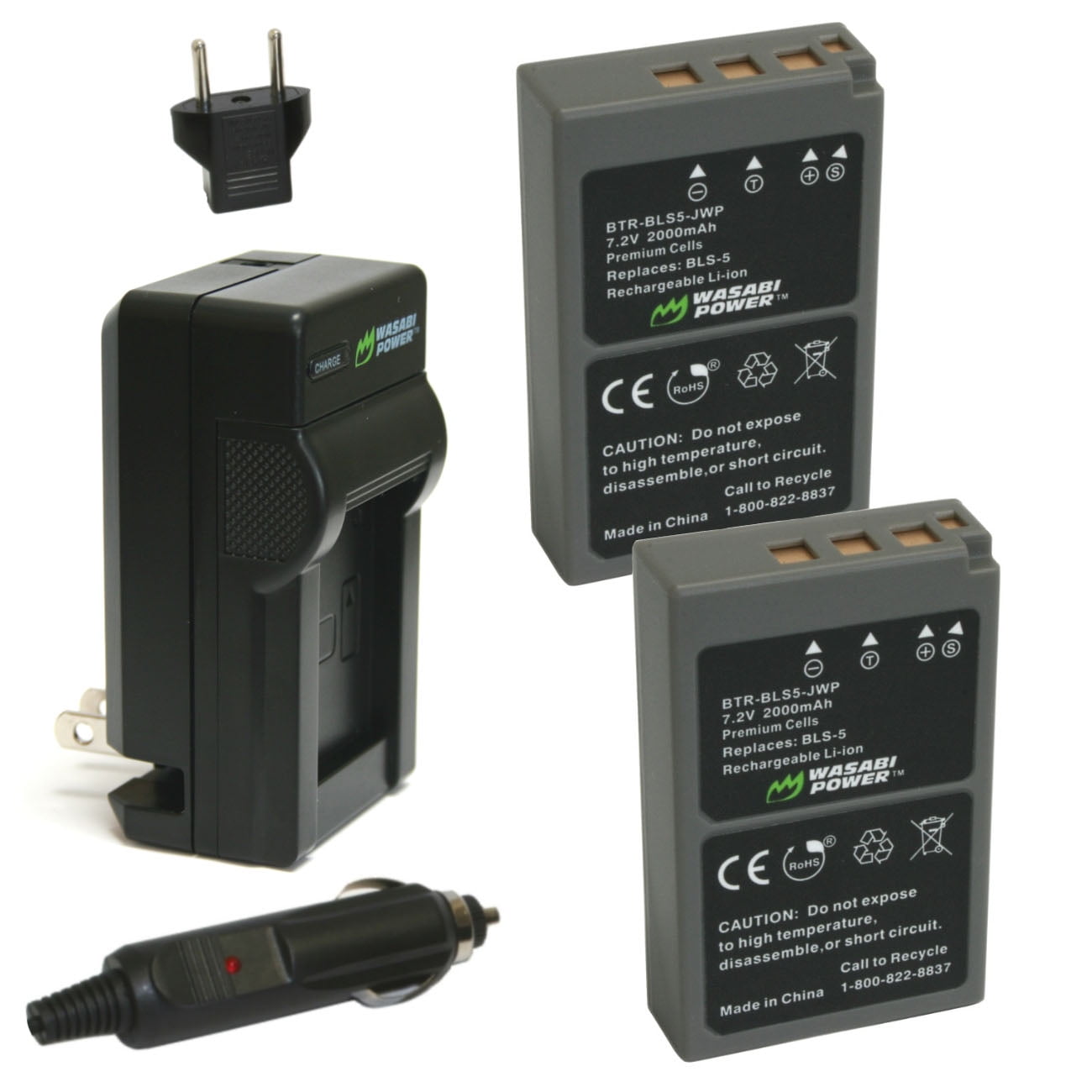 Wasabi Power Battery (2-Pack) and Charger for Olympus BLS-1, BLS-5, BLS ...