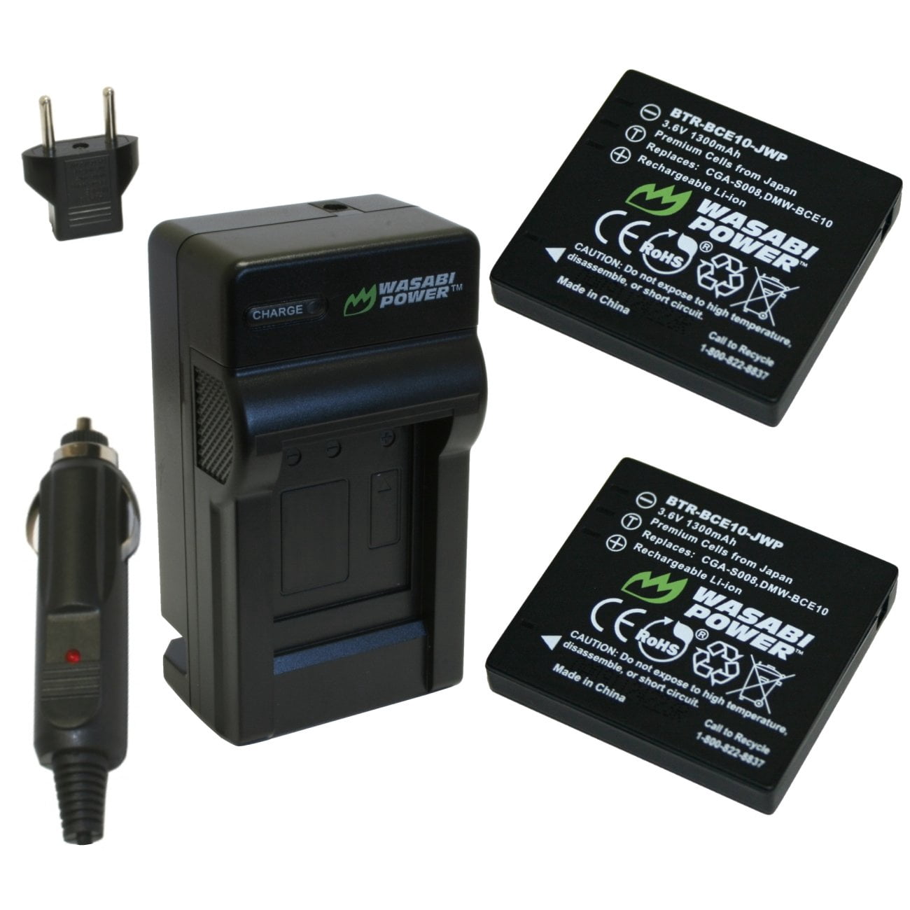 Wasabi Power Battery (2-Pack) and Charger for Panasonic CGA-S008, DMW ...