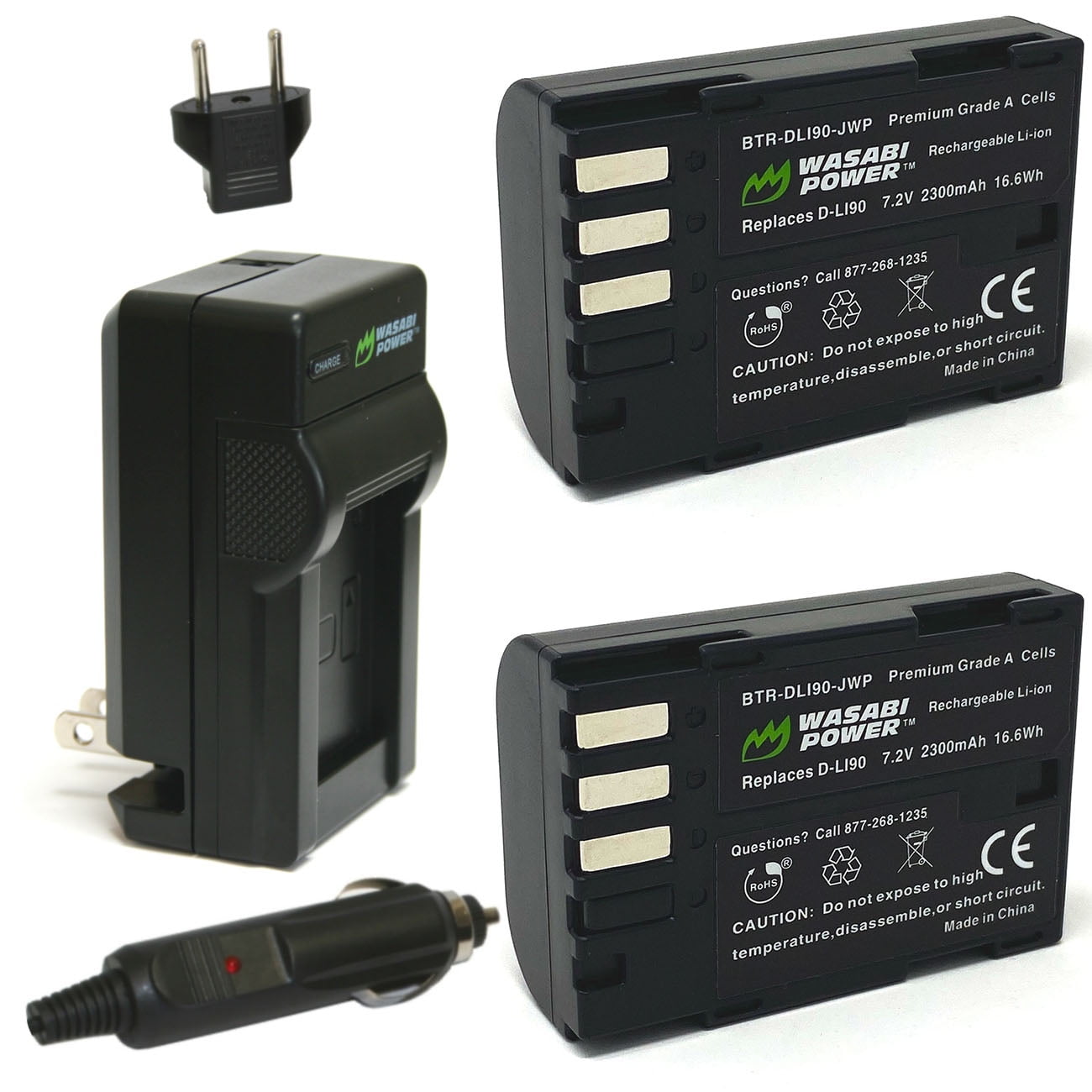 Wasabi Power Battery (2-Pack) and Charger for Pentax D-LI90, D-L190 ...