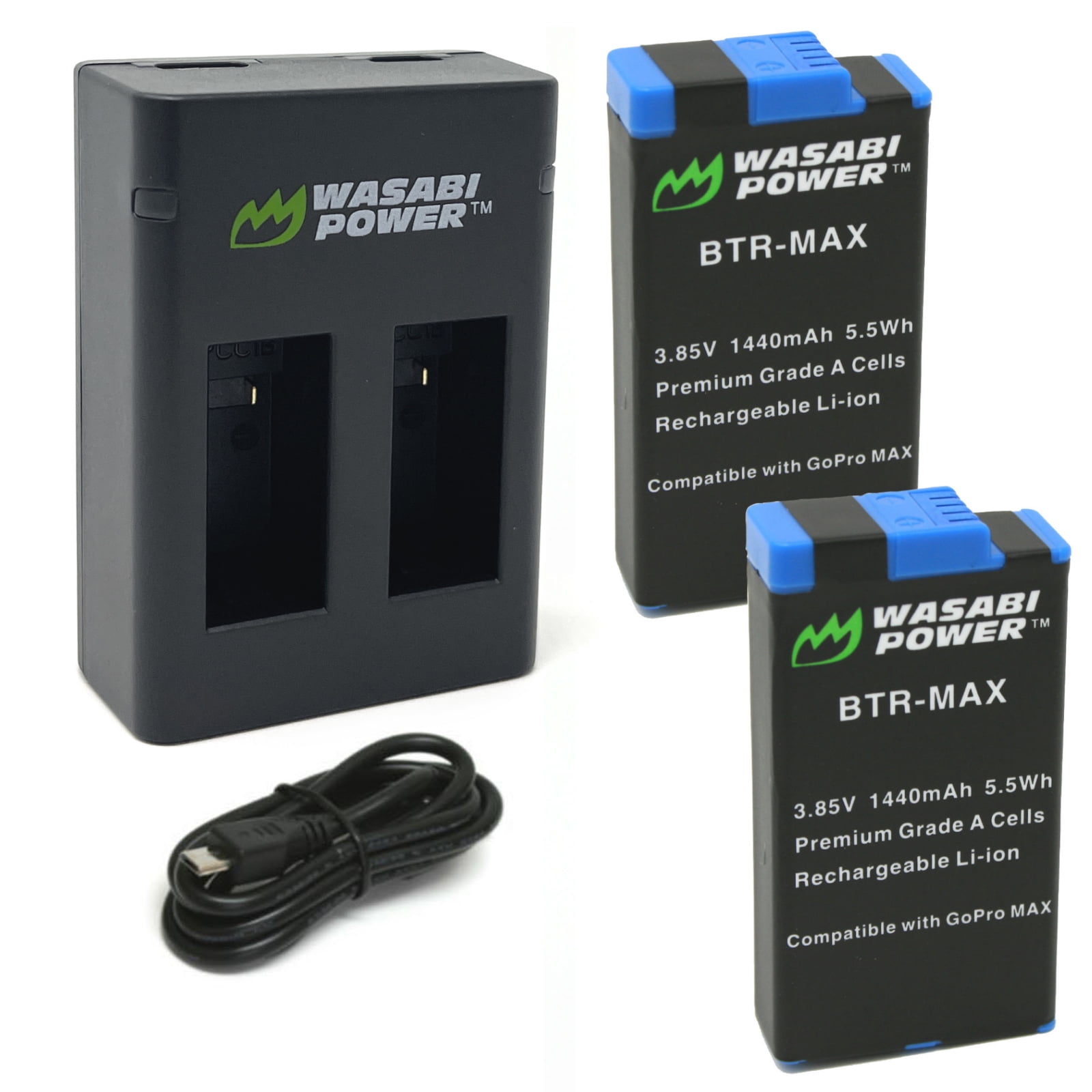 Wasabi Power Battery (2-Pack) and Dual Charger for GoPro MAX, ACDBD-001 ...