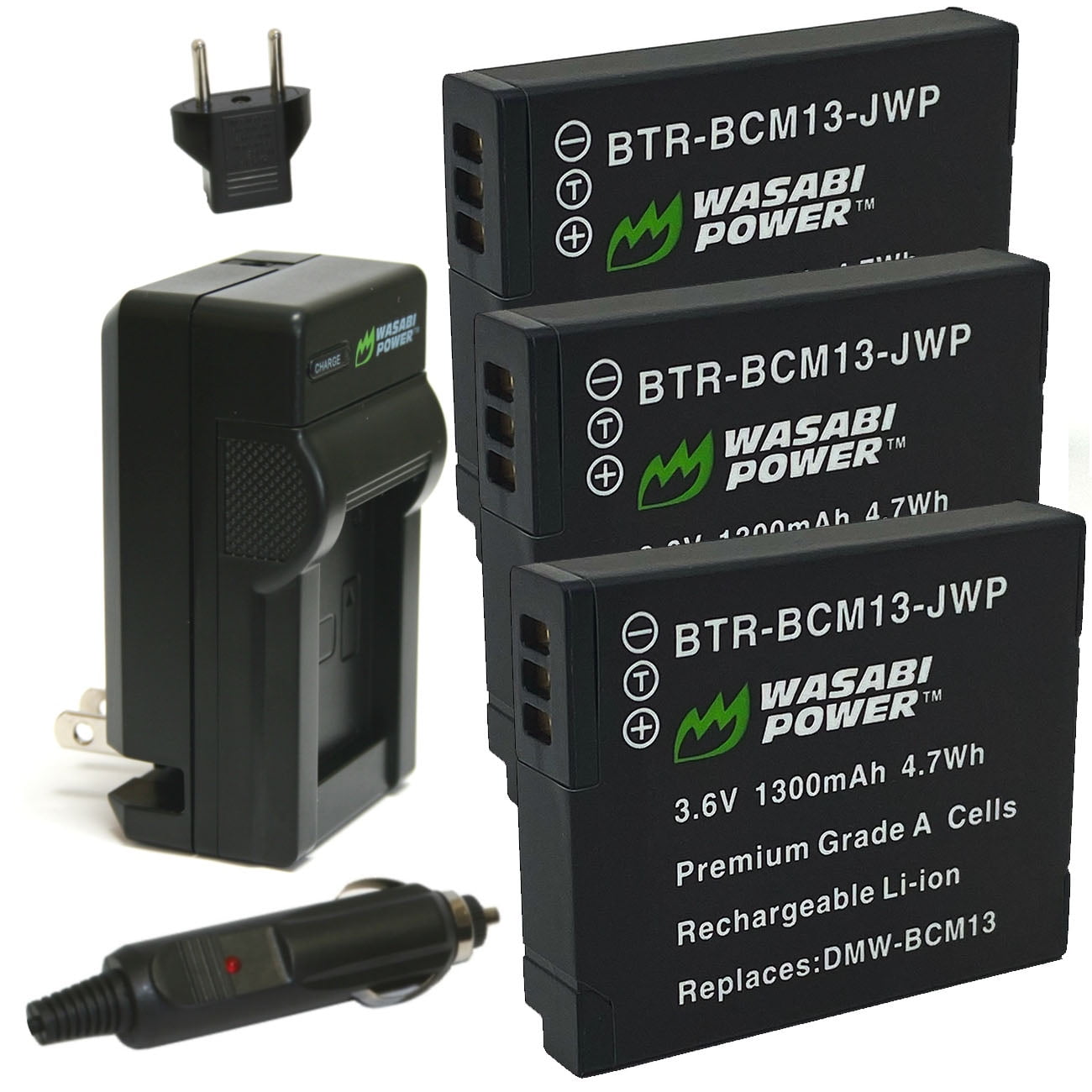 Wasabi Power Battery (3-Pack) and Charger for Panasonic DMW-BCM13 ...