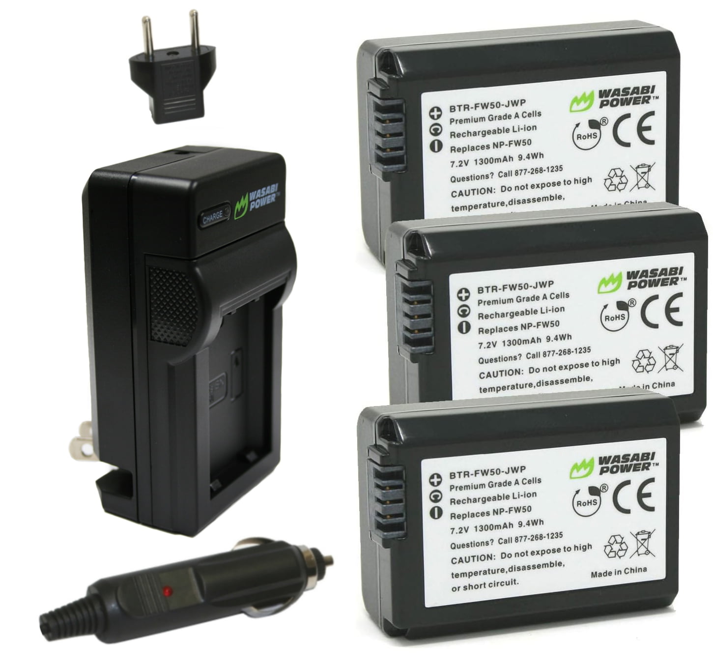 Wasabi Power Battery (3-Pack) and Charger for Sony NP-FW50 - Walmart.com
