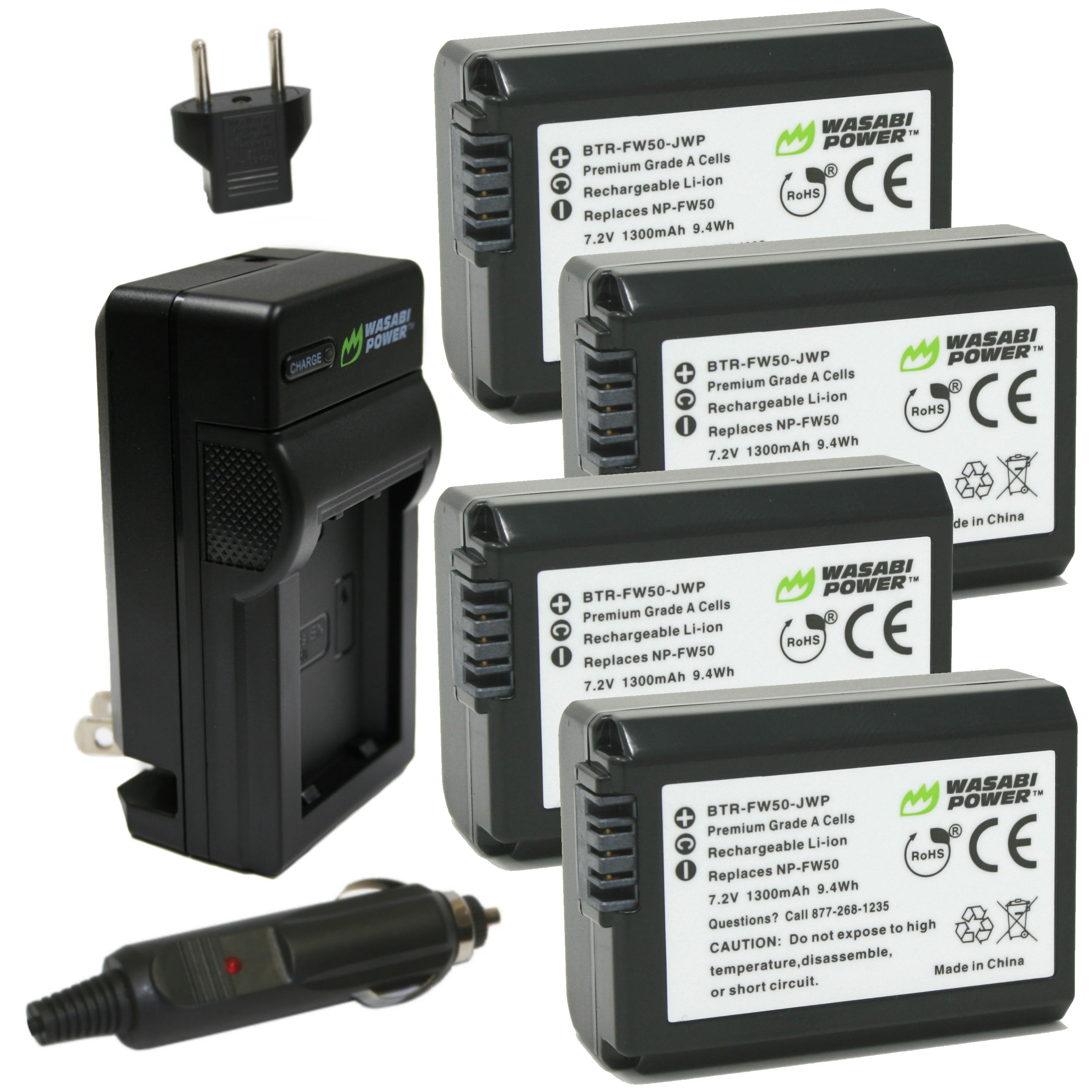 Wasabi Power Battery (4-Pack) and Charger for Sony NP-FW50 - Walmart ...