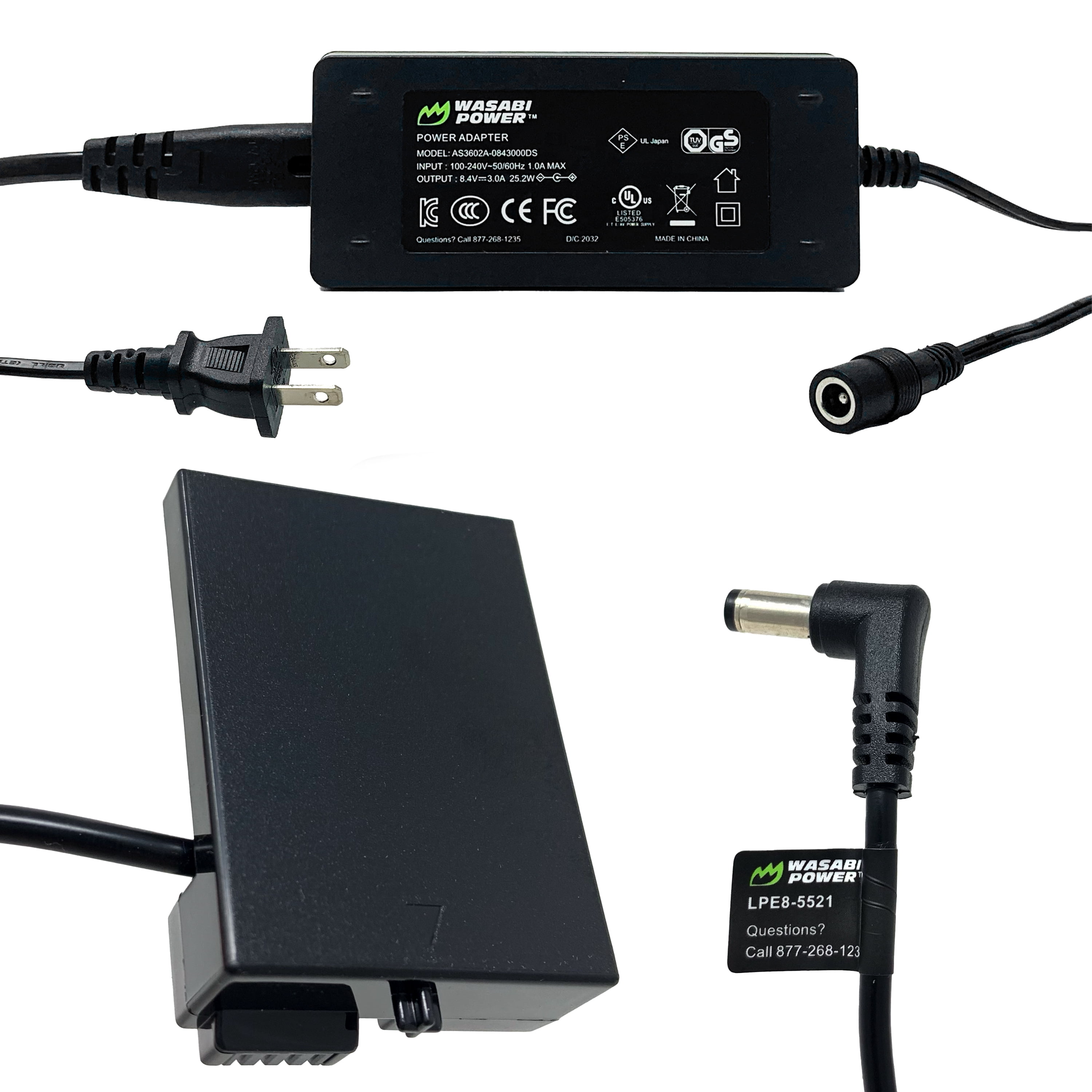 Wasabi Power DC Coupler with AC Power Adapter for Canon LP-E8 (DR-E8 ...