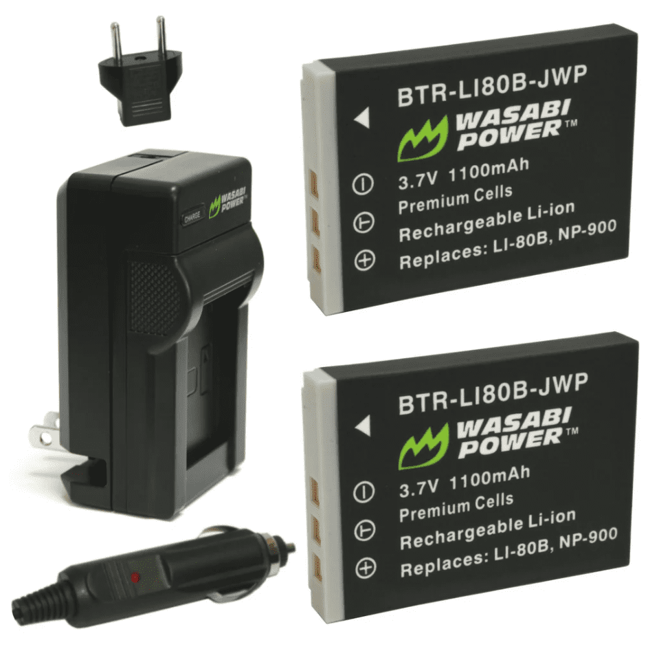 Wasabi Power NP900 Battery (2-Pack) & Charger for BenQ, Minox, Norcent, Polaroid, Reefmaster ...