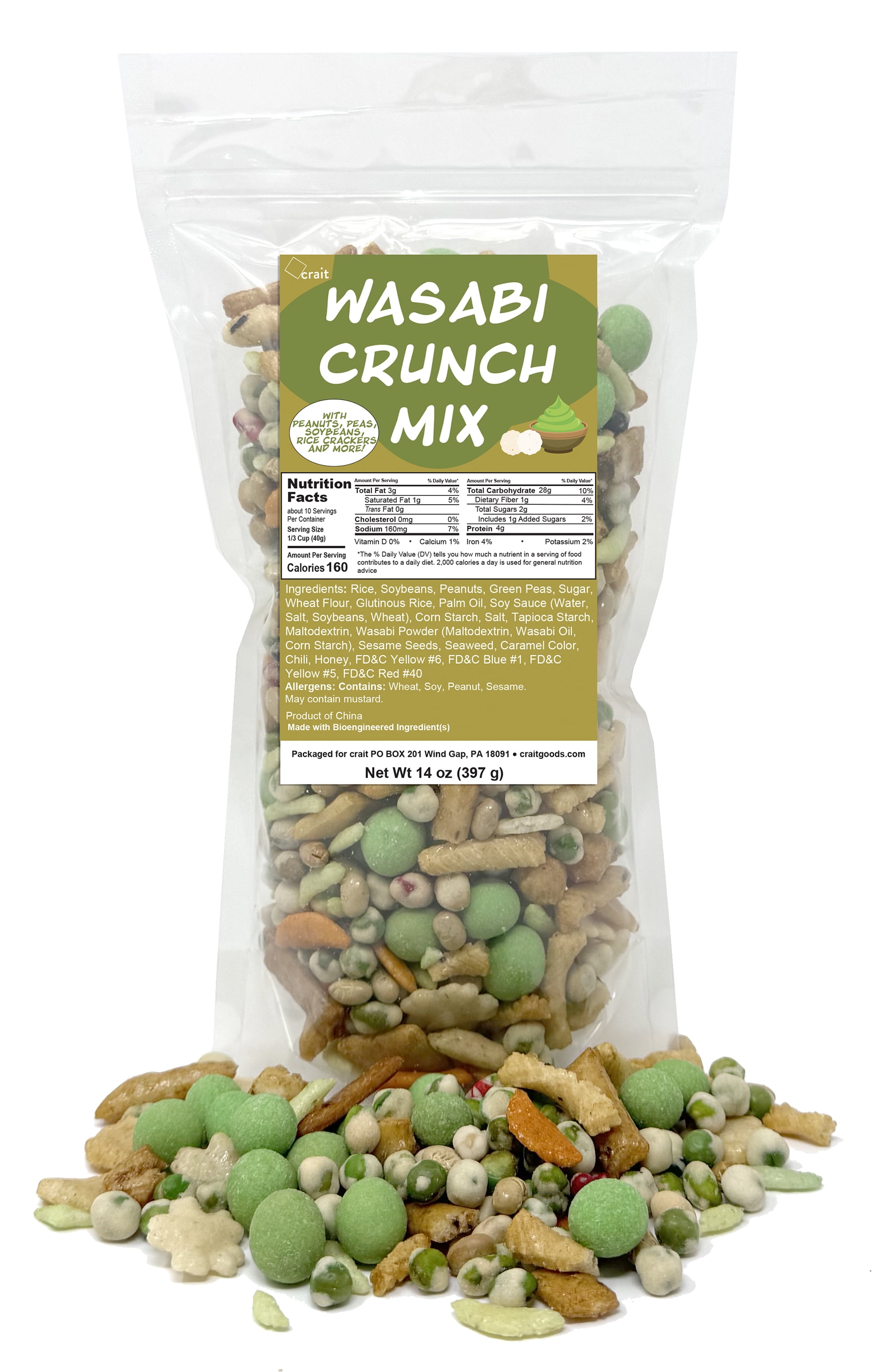 Wasabi Snack Mix – Wasabi Peas, Peanuts & Asian Rice Crackers – Spicy ...
