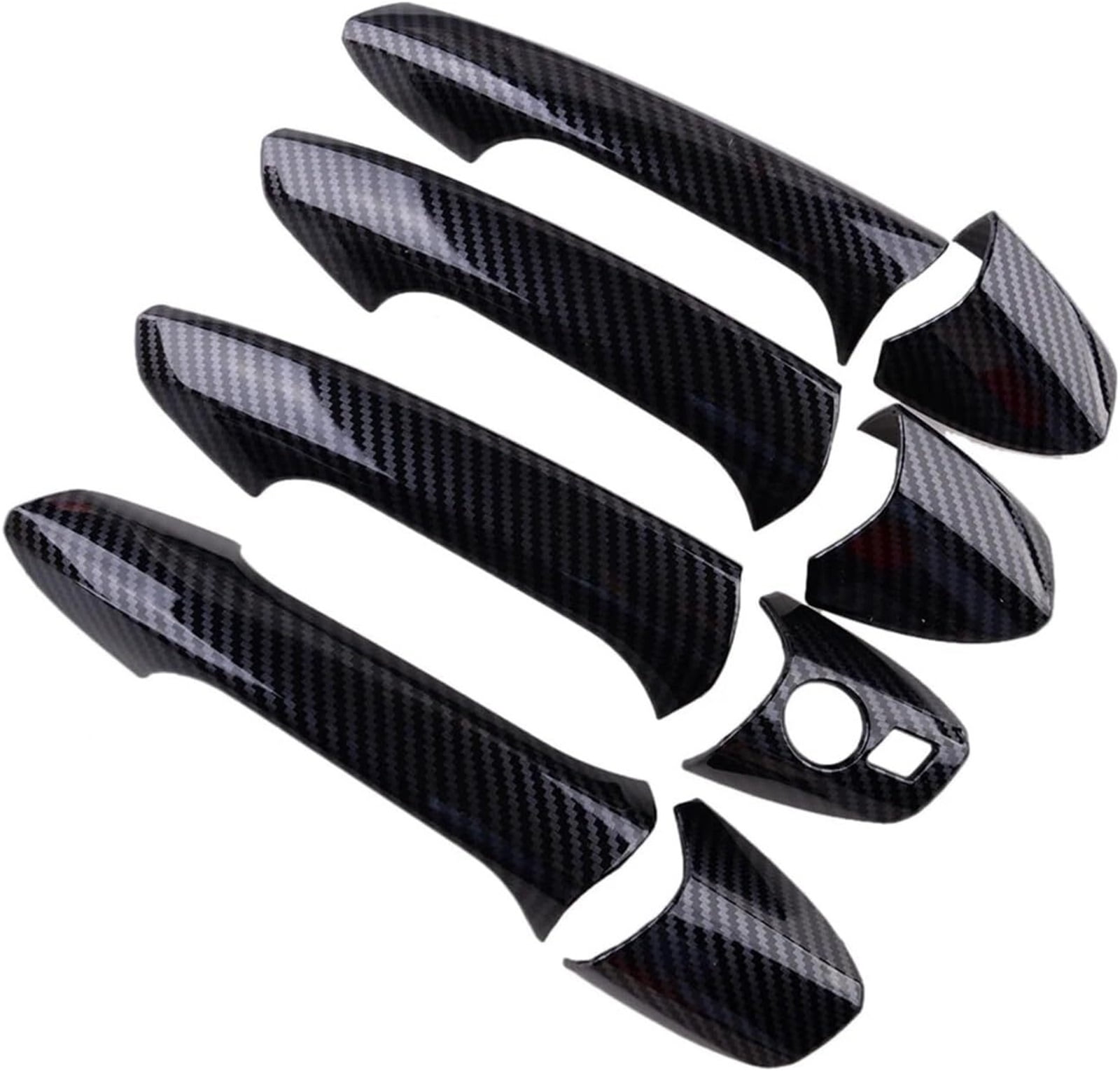 Wasachi Car Exterior Door Handle Cover Trim Cap Set Carbon Fiber ...