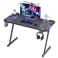 Bestier 52" Gaming Desk with LED Lights L Shaped Desk with Power Outlet ...