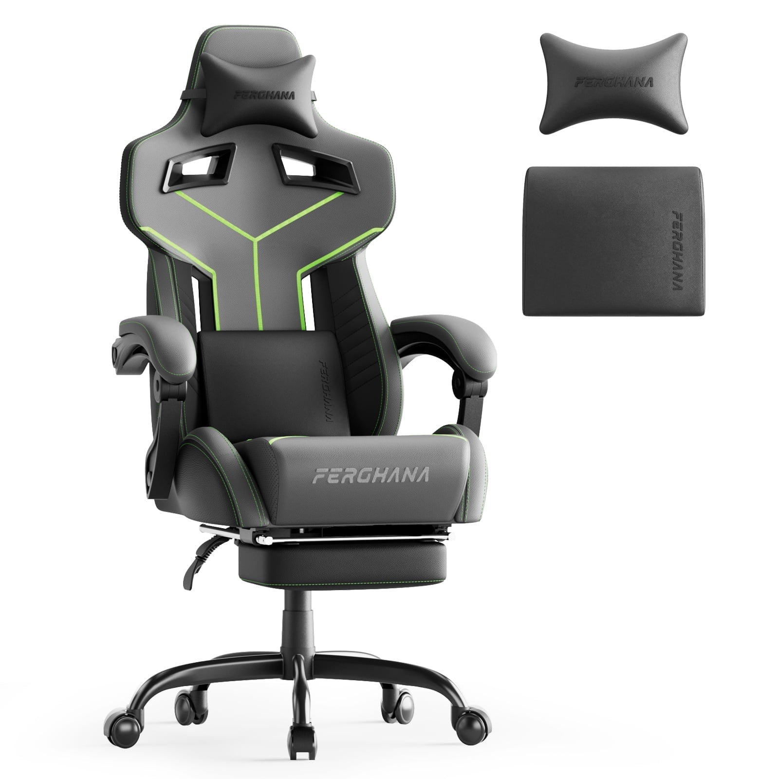 Wasait Gray Gaming Chair with Footrest Ergonomic Office Chair with ...