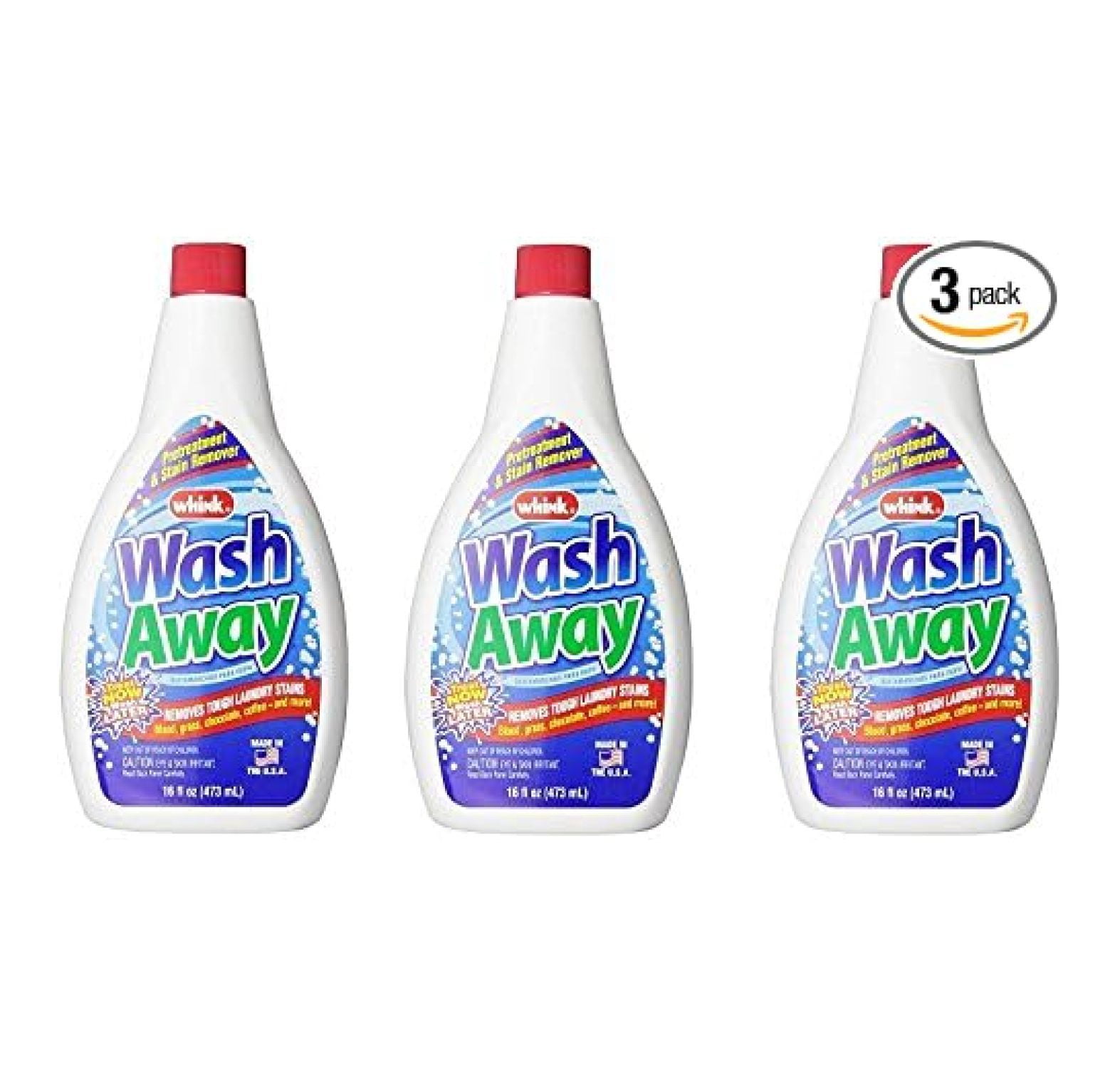 Wash Away Stain Remover - 16 Fl Oz (3 Pack) - Pretreatment Spray for ...