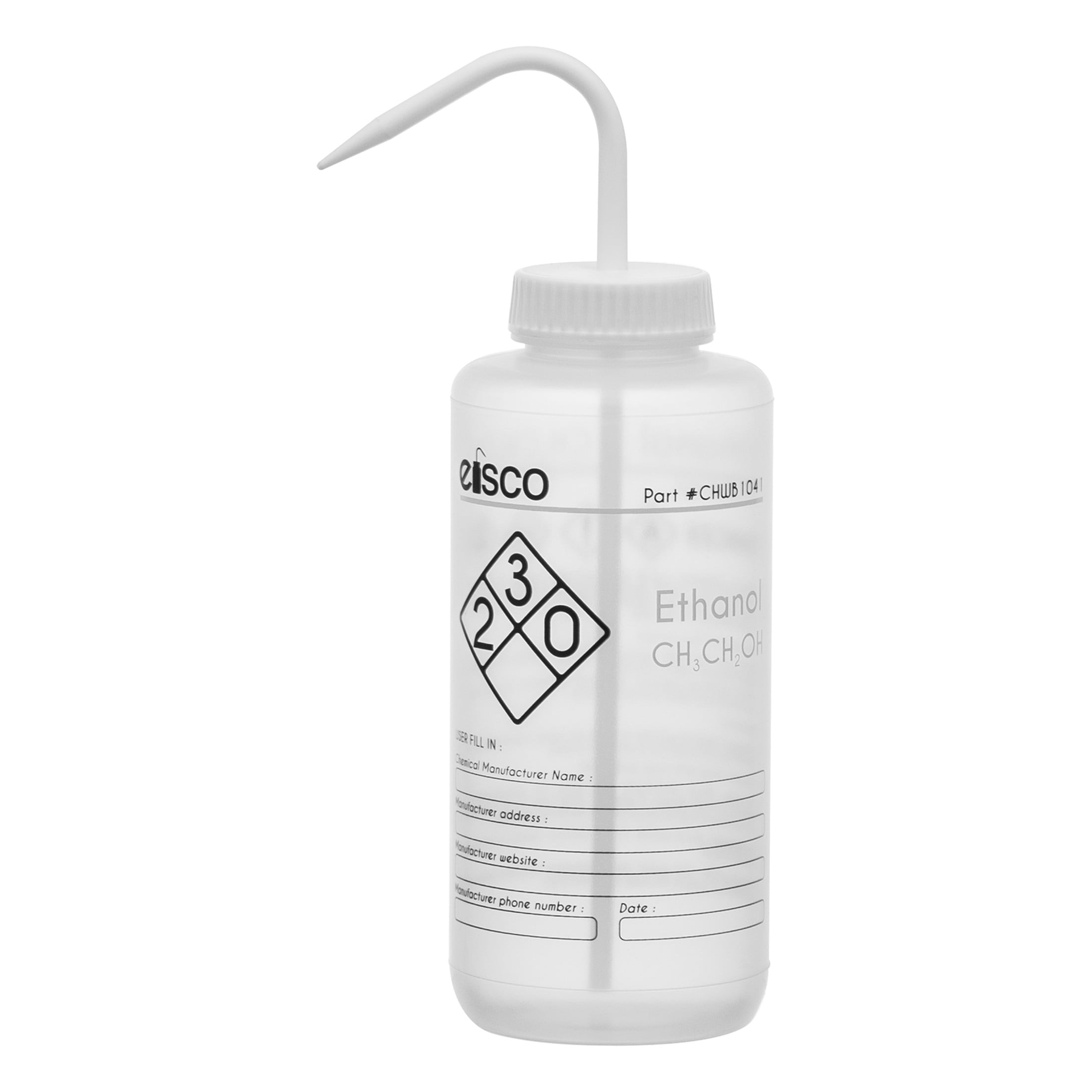 Wash Bottle for Ethanol, 1000ml - Labeled with Color Coded Chemical ...