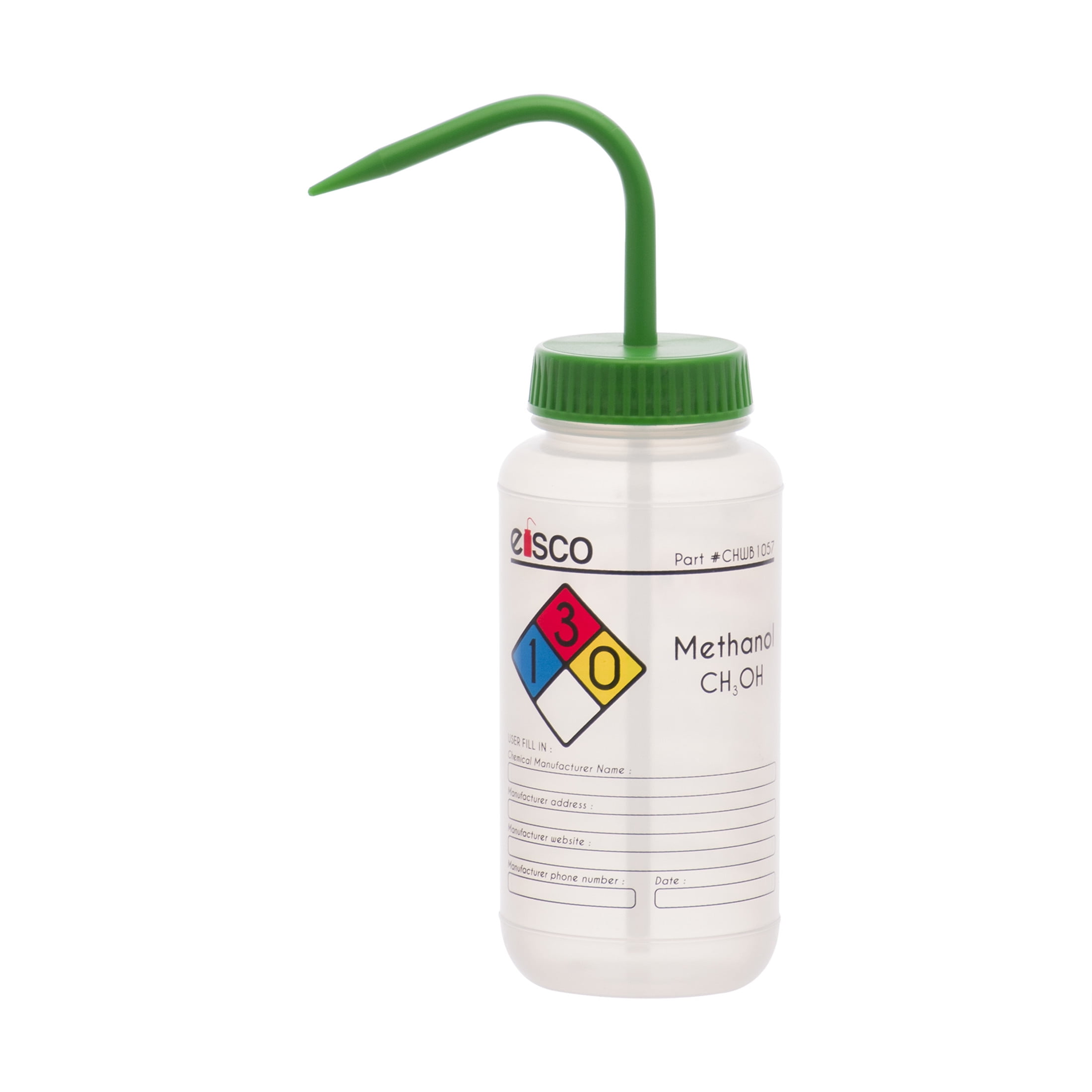 Wash Bottle for Methanol, 500ml - Labeled with Color Coded Chemical ...