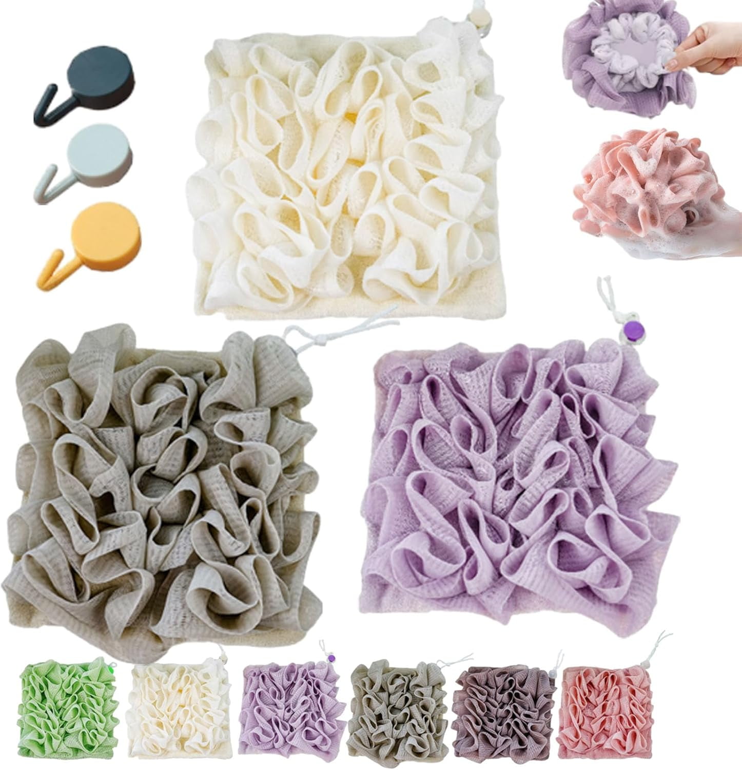 Wash Cloth Loofah Combo, The Soft Loofah, Washcloth for Bar Soap, 3 PCS ...