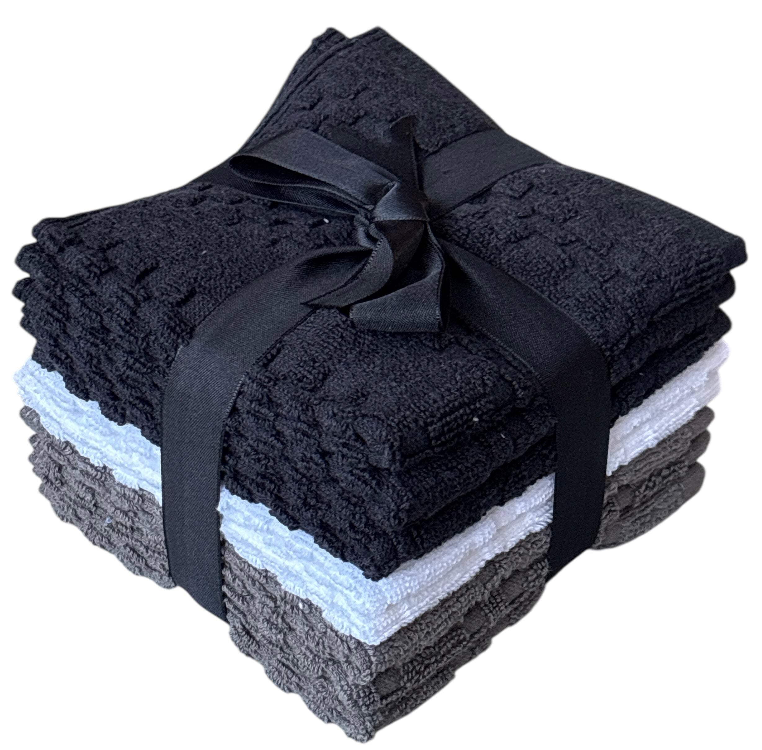 Wash Cloths Set of 8 - Checkered Design 100% Cotton Washcloths ...
