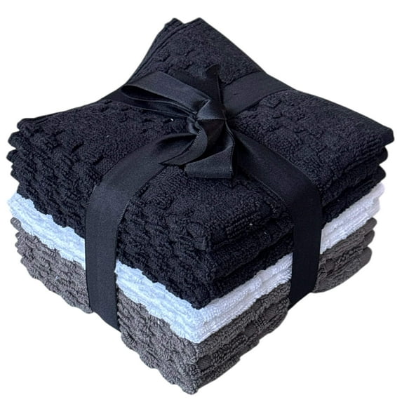 Wash Cloths Set of 8 - Checkered Design 100% Cotton Washcloths ...