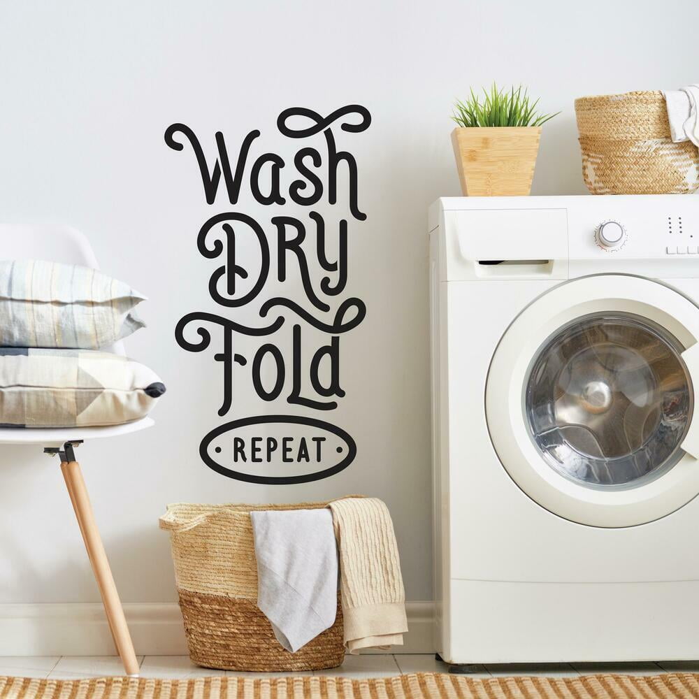 Wash Dry Fold Repeat Peel and Stick Wall Decals - Walmart.com