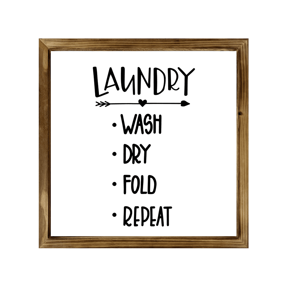 Wash Dry Fold Repeat Sign 16x16 Inch, Rustic Farmhouse Decor Home Sign ...