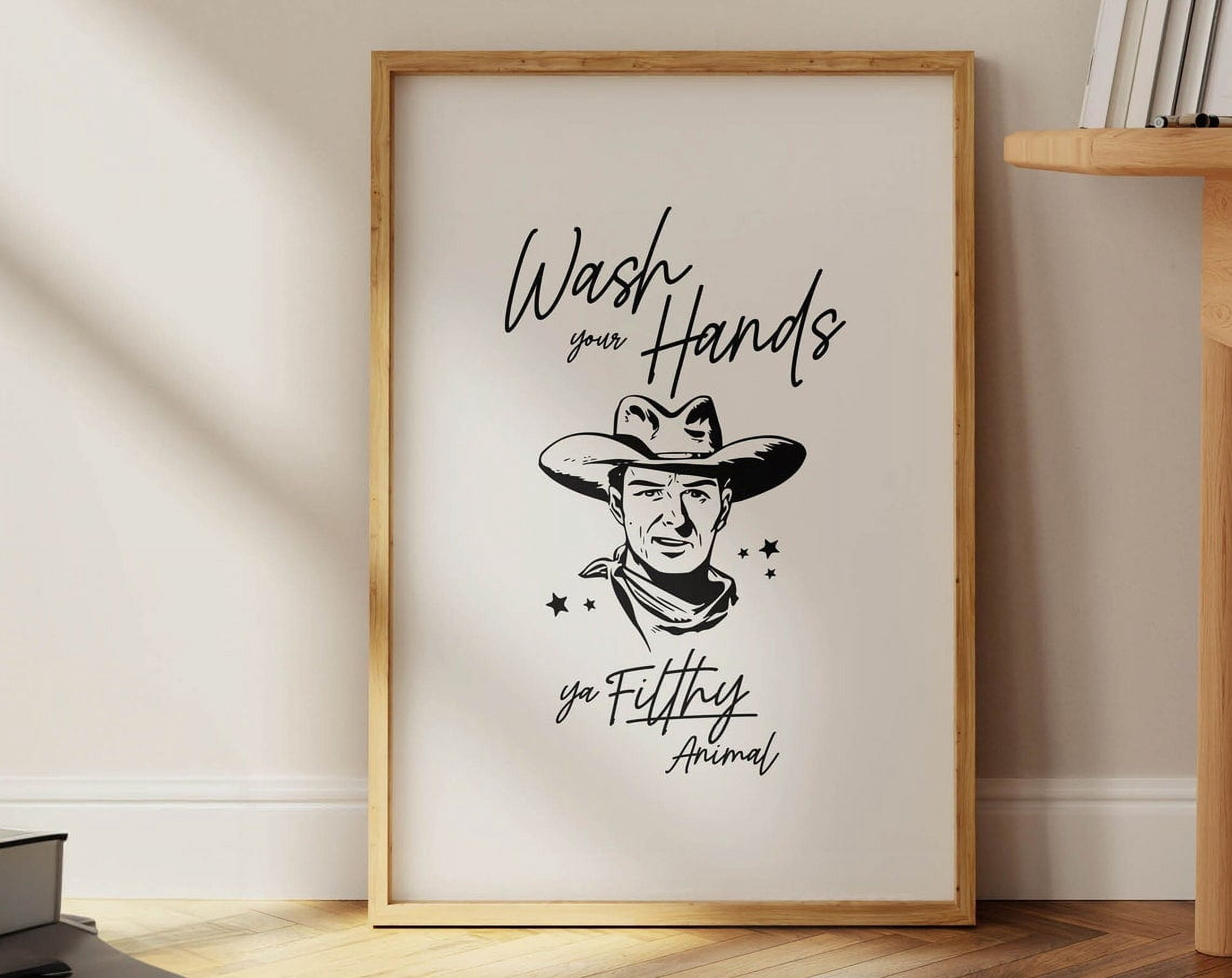 Wash Hands Bathroom Print Cowboy Bathroom Wall Art Western Bathroom ...