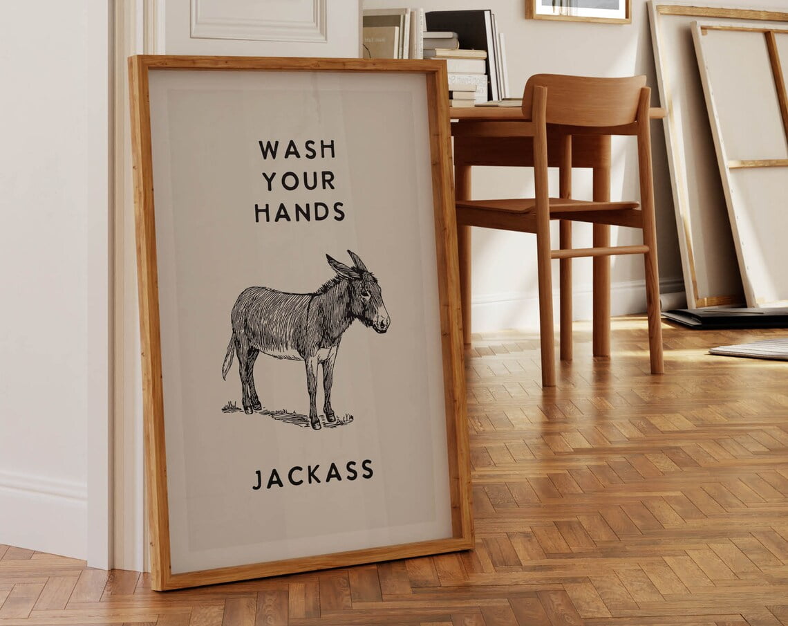 Wash Hands Bathroom Print Funny Bathroom Wall Art Bathroom Poster ...