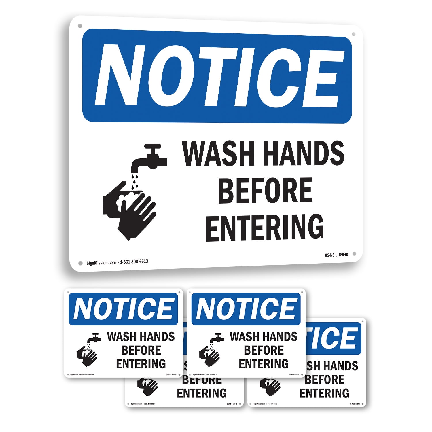 Wash Hands Before Entering OSHA Notice Rigid Plastic Sign 24 Inch x 18 ...