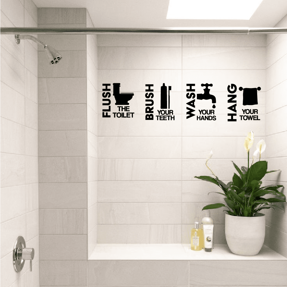 Wash Your Hands Hang Your Towel - Bathroom Rules Vinyl Wall Art Sticker ...
