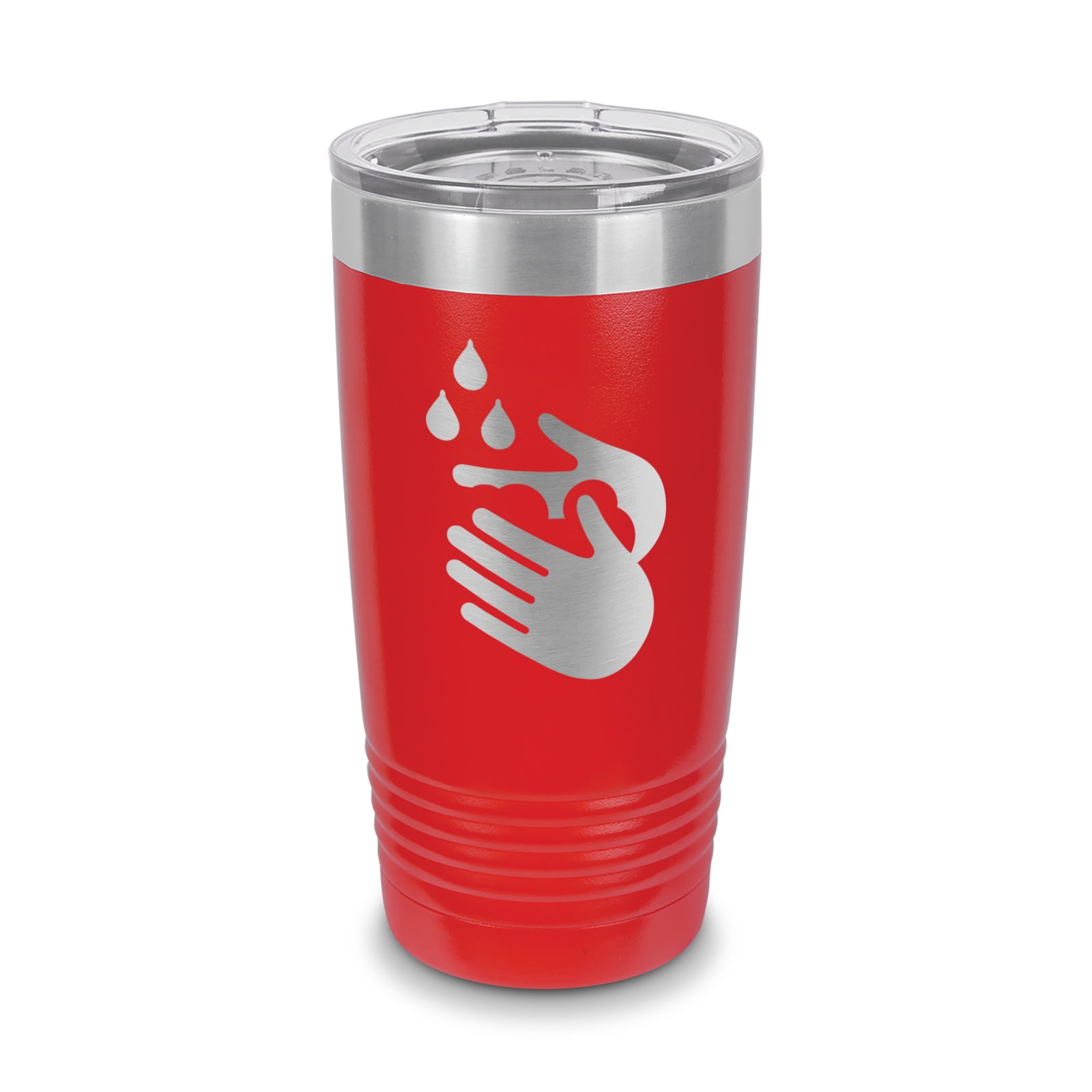 Wash Hands Icon Tumbler 20 oz - Laser Engraved w/ Clear Lid - Stainless ...