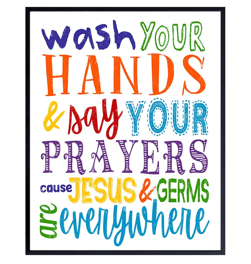 Wash Your Hands and Say Your Prayers Sign - Christian Wall Art ...