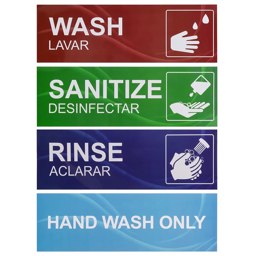 Wash Rinse Sanitize Hand Wash Only Sink Labels,4pcs Waterproof Sticker ...