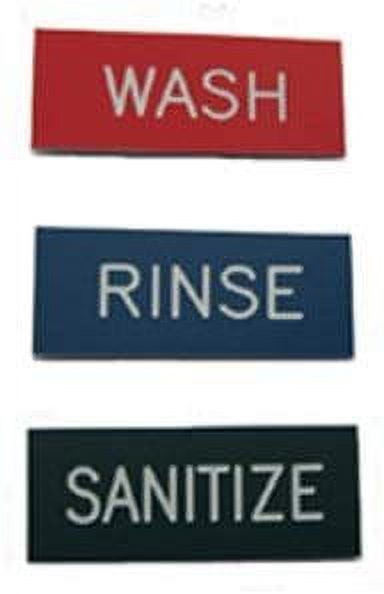Wash, Rinse & Sanitize Signs 3Pk for 3 Compartment Sink - 1-3/8" high x ...