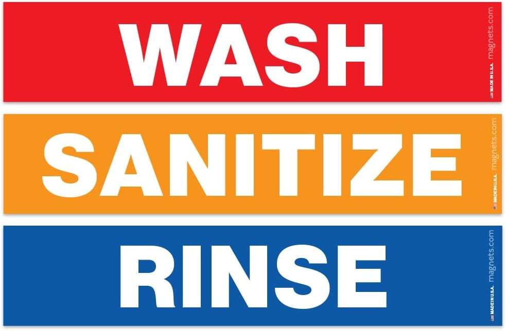 Wash Rinse Sanitize Sink Labels – Color 3-Pack Magnetic Signs ...