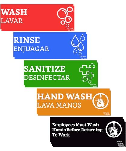 Wash Rinse Sanitize Sink Labels With Wash Hands Sign (12 Labels - 2 ...