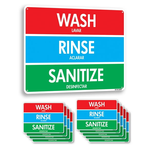 Wash Rinse Sanitize Signs