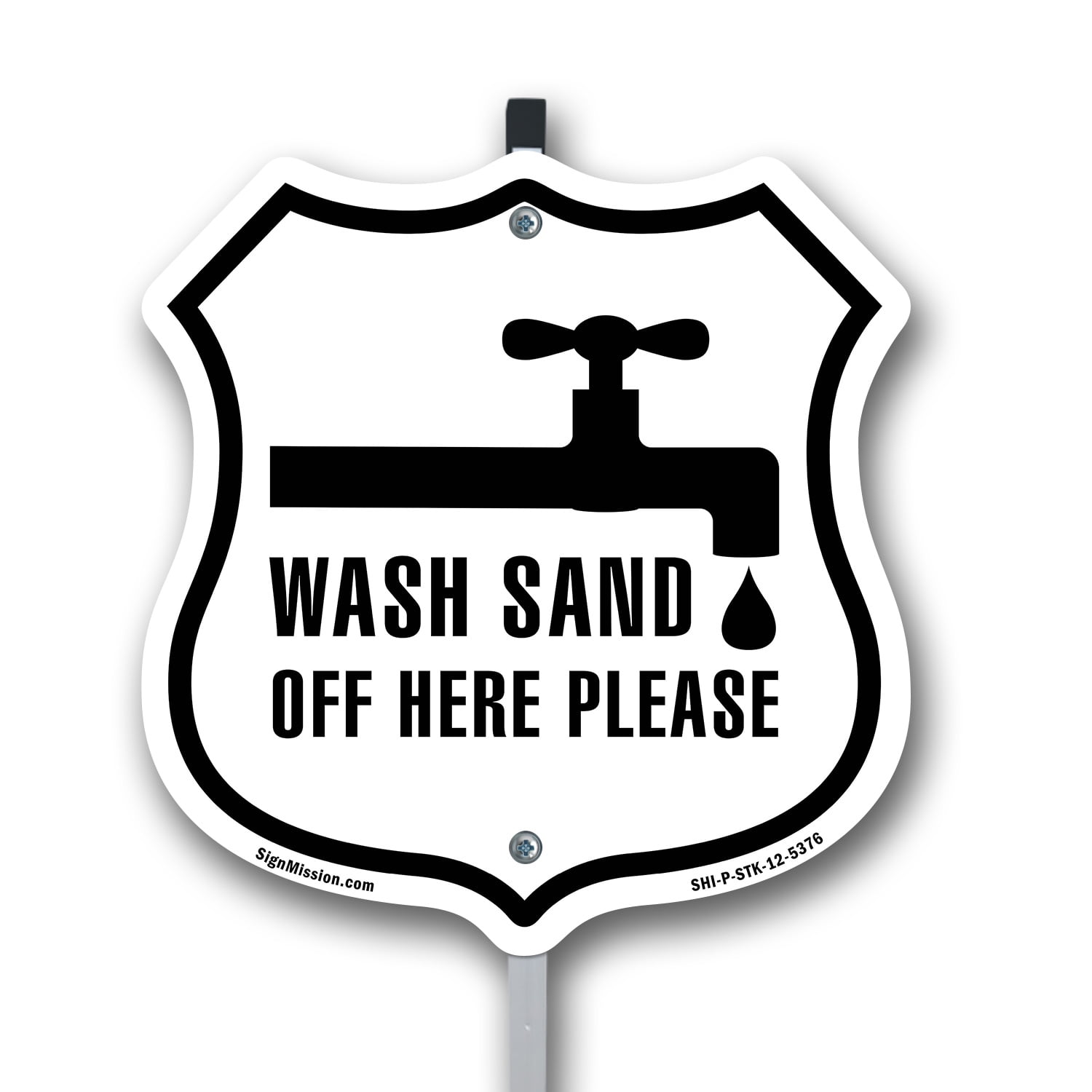 Wash Sand Off Here Please 12 inch X 12 inch Shield Shaped Rust-Free ...