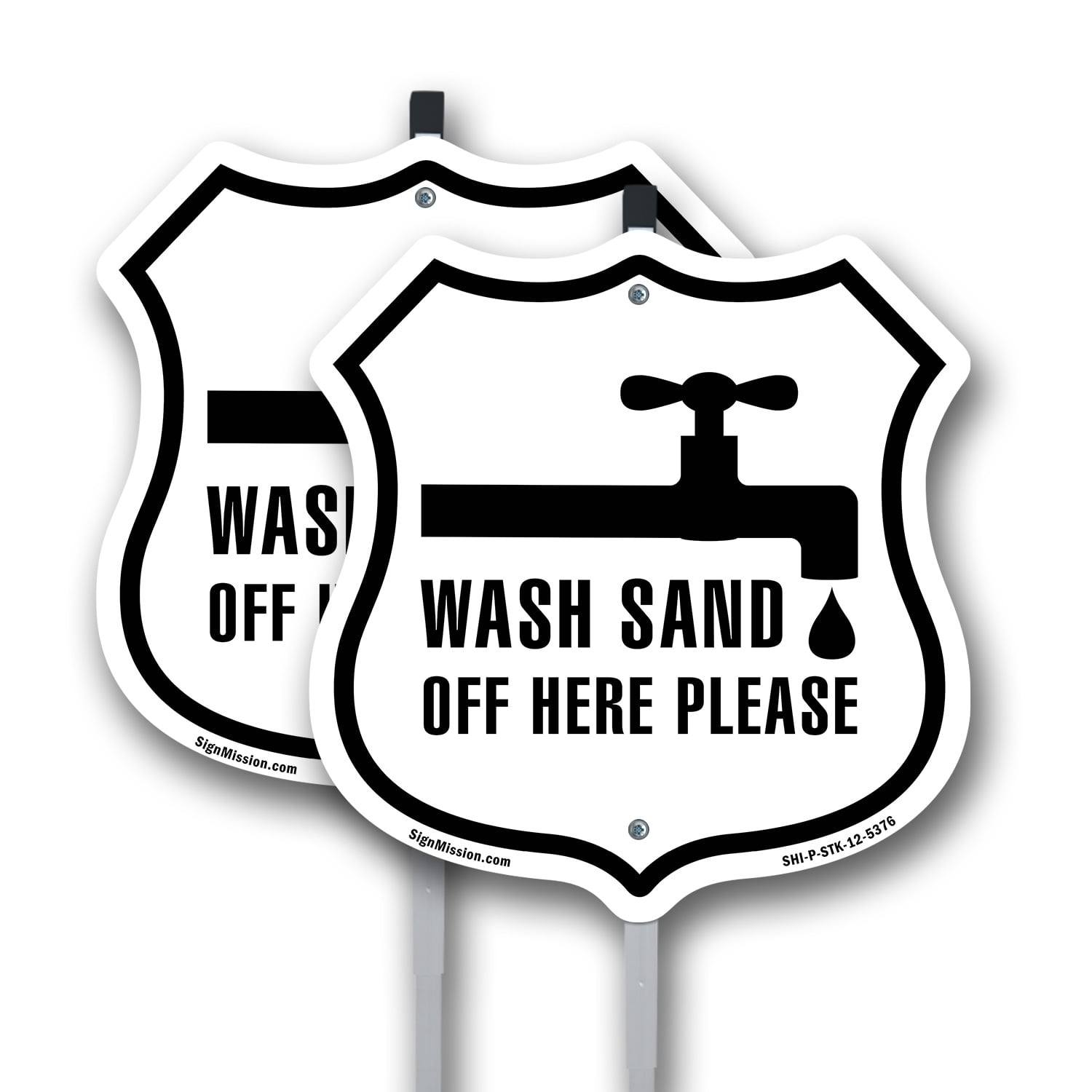Wash Sand Off Here Please (2 Pack) 12 inch X 12 inch Shield Shaped ...
