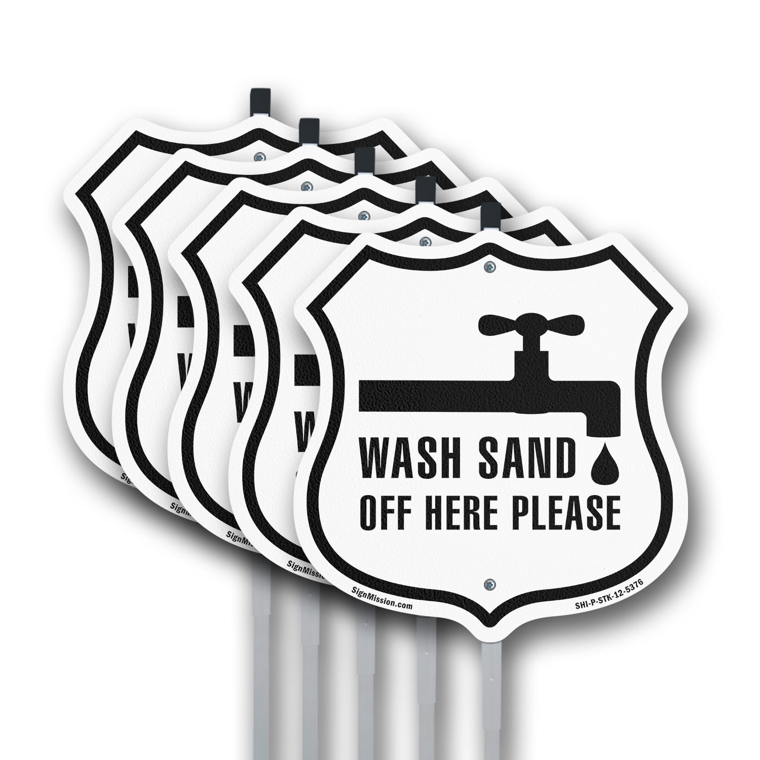 Wash Sand Off Here Please (5 Pack) 12 inch X 12 inch Shield Shaped ...